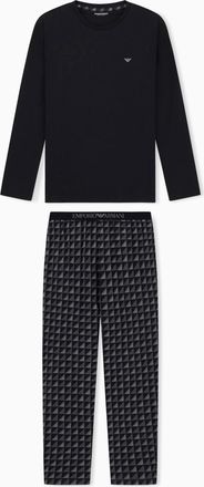 Emporio Armani Herren Classic Pattern Long Pajamas Pyjamaunterteil, Schwarz, XXL