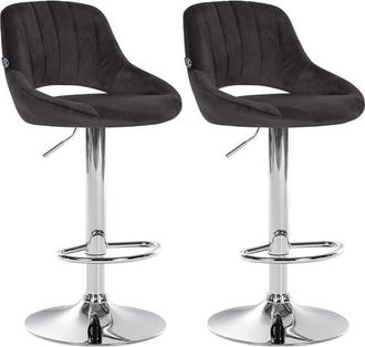 Clp Lot de 2 tabourets de Bar Milet recouverts de Velours I Chaise de Bar pivotante avec Dossier et Repose-Pieds, Couleur:Noir, Mat&eacute;riel du Cadre:M&eacute;tal en