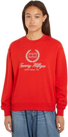 Tommy Hilfiger Damen Sweatshirt ohne Kapuze, Rot (Fierce Red), XXL