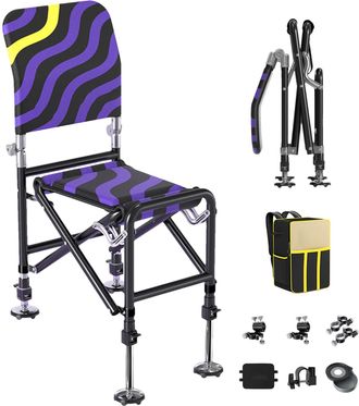 Generic Tragbarer Angelstuhl - Kompakter Tragbarer Klappstuhl,Stabile Ergonomische Reisestuhl Zubeh&ouml;r f&uuml;r Rucksack Verpackung Picknick Outdoor-Entspannung