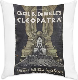 Fabulous Kissen aus wei&szlig;em Samt - altes englisches Filmposter Cleopatra Retro Kinoposter Vintage - 40 x 40 cm - samtige Haptik - Bezug und Kissen inklusive
