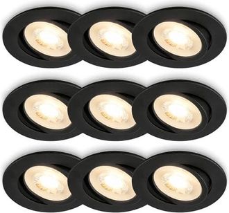Briloner 3x 3er-Set LED Einbaustrahler flach, schwenkbar, warmwei&szlig;es Licht, LED Spot, flach, Deckenspots, Spots 230V, Einbauleuchten, Einbauspots, 68mm Lochmas