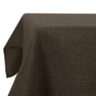 Deconovo Tischdecke Leinenoptik Lotuseffekt Tischw&auml;sche Wasserabweisend abwaschbare elegant Tischdecken f&uuml;r Esstisch K&uuml;che, 160x130 cm, Dunkelbraun, 1 St&uuml;ck