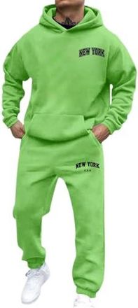 Generic Surv&ecirc;tement pour homme imprim&eacute; &agrave; manches longues avec sweat &agrave; capuche jambe droite Ensemble d&eacute;contract&eacute; Sport Jogging Hauts Pantalon 2 pi&egrave;ces Activewe