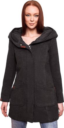 Marikoo Damen Mantel Trenchcoat Wintermantel Übergangs Jacke Parka Lang B819 [B819-Maik-Anthrazit-Mel-Gr.XS]