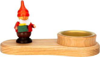 Rudolphs Schatzkiste Teelichthalter Zwerg mit P&auml;ckchen bunt BxHxT 13x7x6cm NEU Kerze Kerzenlicht Teelicht Weihnachten Kerzenschmuck Tischschmuck Holzschmuck Holz Seiffen E