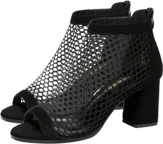 FOMIYES Sandales Fish Mouth Noires pour Femmes Design Ajour&eacute; Respirant Confort pour D&eacute;contract&eacute; et &Eacute;l&eacute;gant