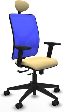 Piqueras y Crespo Schreibtischstuhl mit 2D-Armlehnen, h&ouml;henverstellbare Lendenwirbelst&uuml;tze und festes Kopfteil, ausgestattet mit Syncro/Traslack und Schneideschaum, Bla