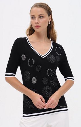 Passioni T-Shirt mit Kreismuster aus Strass