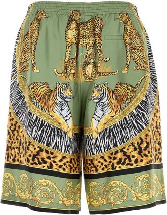 Versace Homme, Shorts, Multicolore, Taille: XL Shorts Wild Cats Print Silk Twill
