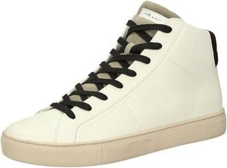 Crime London Essential High, Chaussures Baskets Zip Cuir, Mode Fashion, White Grey Brown, 43 EU