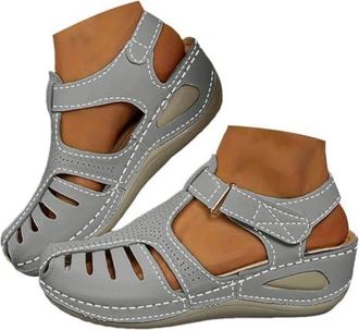 Generic Sandales orthop&eacute;diques pour femme - Bout ferm&eacute; - Soutien de la vo&ucirc;te plantaire - Sandales compens&eacute;es - Sangle de cheville ajour&eacute;e - L&eacute;g&egrave;res - Chaussur