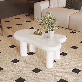 Merax Table basse nuages - 98 x 65,5 x 40 cm - Table de salon moderne avec 16 couleurs LED et tiroir caché - Pour salon - Blanc