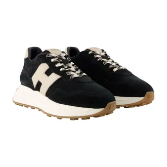 Hogan Womens H641 Allacciato H Patch Sneakers - Hogan Leather Black Calfskin Shoes