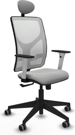 Piqueras y Crespo Arbeitsstuhl mit wei&szlig;en und schwarzen Armlehnen, h&ouml;henverstellbarer Lendenwirbelst&uuml;tze und festem Kopfteil, ausgestattet mit 3 Positionen, Wei&szlig;/Hellgr