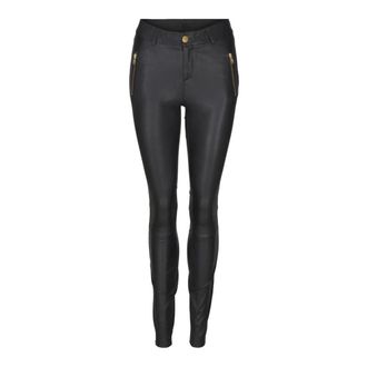 Notyz Schwarze Lederleggings mit goldenen Akzenten - - Trousers - Damen - Schwarzk - 2XL
