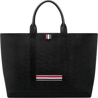Thom Browne Femme, Sacs, Noir, Taille: ONE Size Sac cabas utilitaire moyen en cuir grain&eacute;