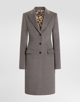 Dolce & Gabbana Mantel Dolce Aus Wolle Mit Einreihiger Knopfleiste - Frau M&auml;ntel Und Jacken Grau 40