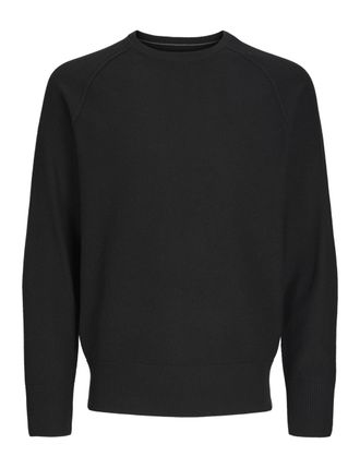 Jack & Jones JACK&JONES Herren JCOMASON Knit Crew Neck Strickpullover, Black/Detail:Cyclo 100, Medium