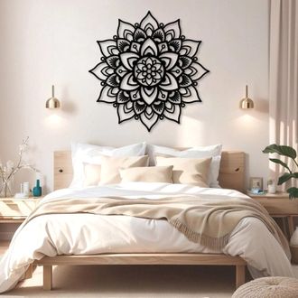 Generic Schwarze Mandala-Wandkunst aus Metall, gro&szlig;es Zen-Yoga-Wandbild aus Metall, Moderne Mandala-Skulptur als Dekoration f&uuml;r Wohnzimmer, Schlafzimmer, Flur