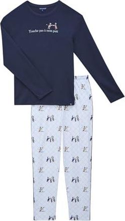 Arthur Pyjama Homme, Ensemble Manches Longues et Pantalon - 100% Coton Bio Chaud et Doux pour lhiver - Motif Golf Carreaux Bleu - Taille XL