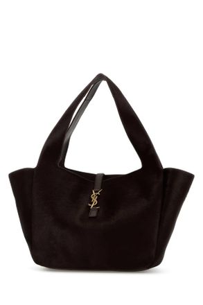 Saint Laurent Womens Chocolate Calf Hair Le 5 &Atilde; 7 Bea Shopping Bag Mokamoka Borse A Mano