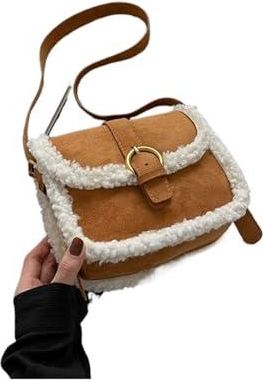 Generic ZRHWSPD Sac Bandoulière Femme Cuir Sac à bandoulière rétro en cuir suédé for femmes, sac à main chaud dhiver de styliste, petit sac à bandoulière de s