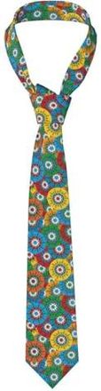 Generic Cravate Homme Fleur Ronde, Fleur Ethnique Abstraite Et Color&eacute;e Tendance Necktie Classique Cravates Homme Pour F&ecirc;te C&eacute;l&eacute;brations Affaires
