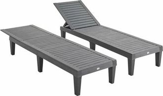 Sweeek Lot de 2 bains de soleil. PIA. transats multi positions. en plastique. noir