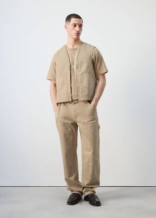 Mango Jeansweste mit Spritz-Effekt beige - Herren - XL - MANGO MAN
