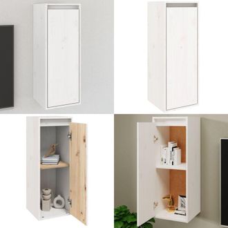 vidaXL Wandschrank Wei&szlig; 30x30x80 cm Massivholz Kiefer - Wandregal - Holzwandregal - Regal Wei&szlig; - H&auml;ngeschrank - Speicherl&ouml;sung - Home & Living