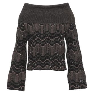 D.exterior Viskose-Pullover mit Pailletten - - Knitwear - Damen - Braun - M