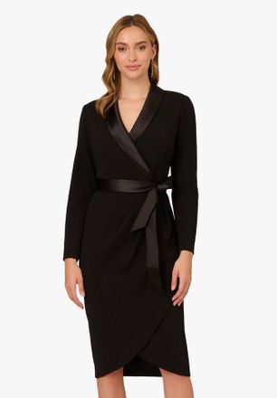 Adrianna Papell Abendkleid Knit Crepe Tuxedo Wrap Dress Luxuri&ouml;s, klassisch, elegant