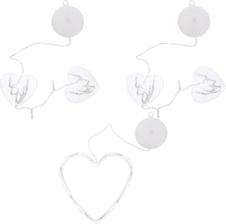 SOLUSTRE 3St. LED Herz Lichterkette Valentinstag Beleuchtung mit Saugnapf Fensterlicht Nachtlicht für Innen Hochzeit Geburtstag Party Dekoration Weihnachtsdeko