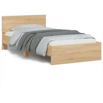 vidaXL Bettgestell mit Kopfteil & LED-Leuchten Sonoma-Eiche 100x200 cm Vidaxl