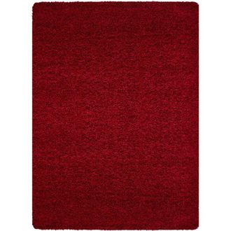 LIFE Tapis Shaggy Uni Poils Longs Tapis Salon Chambre Couloir (Rouge - 100x200cm)