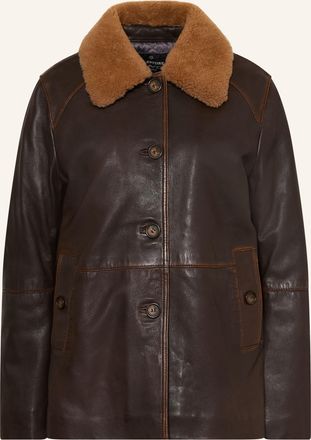 Milestone Lederjacke Msnour Mit Abnehmbarem Kragen braun