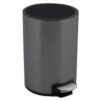 Spirella Poubelle &agrave; p&eacute;dale Inox RIKU - Design Moderne et &Eacute;l&eacute;gant - Seau Int&eacute;rieur Amovible en Plastique Recycl&eacute; - Socle Antid&eacute;rapant - Gris Mat - 5L