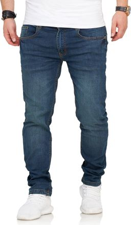 Rello & Reese Herren Jeans Hose Denim Slim Fit 22225 [Tinted Blue, W30/L32]