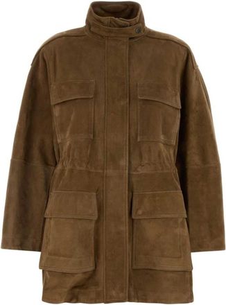 Brunello Cucinelli Femme, Vestes, Brun, Taille: 40 FR Couture Veste Safari en Daim