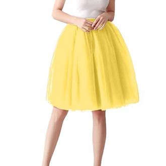 Generic Jupe en tulle pour femme - L&eacute;g&egrave;rement opaque - Avec taille haute &eacute;lastique - &Eacute;l&eacute;gante - Couleur unie - Jupe midi rockabilly - Jupe midi - Pour carnava