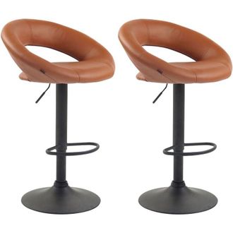 Clp 2er Set Barhocker Olinda Kunstleder hellbraun schwarz