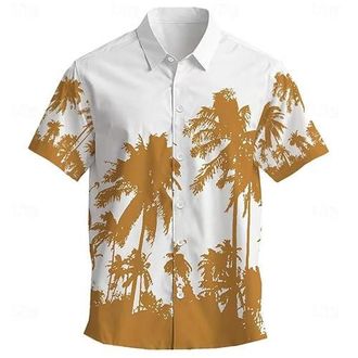 Keephen Palmier Impression 3D Boutonn&eacute;e Chemise pour Femmes Hommes Nouveaut&eacute; Hawaiian Chemises Manches Courtes Plage Aloha Chemise