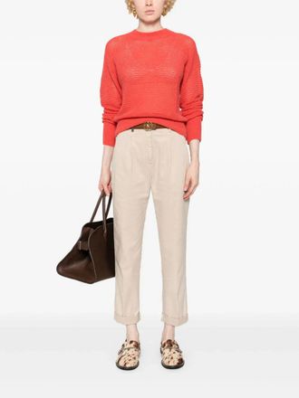 PESERICO Womens Cropped Tapered Trousers Aw24 W