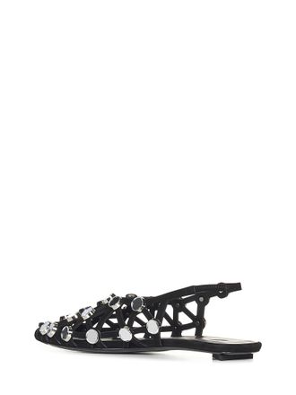 The Attico Womens Ballet Shoes Grid Black Ballerina