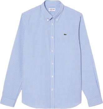 Lacoste Homme, Chemises, Bleu, Taille: XL Chemise en coton &agrave; carreaux coupe r&eacute;guli&egrave;re