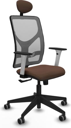 Piqueras y Crespo Isomalla Motilla Stuhl mit wei&szlig;en und schwarzen Armlehnen, h&ouml;henverstellbarer Lendenwirbelst&uuml;tze und festem Kopfteil, ausgestattet mit 3 Positionen, G