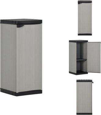 vidaXL Garten-Lagerschrank mit 1 Boden Grau und Schwarz 35x40x85 cm - Gartenschrank - Lagerschrank - Au&szlig;enm&ouml;bel - Aufbewahrungsbox - Werkzeugschrank