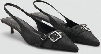 Mango Chaussures en jean ouvertes &agrave; larri&egrave;re boucle bleu marine - Femme - 35 - MANGO