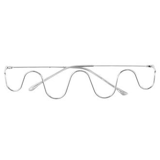 PartyKindom Abaodam Monture de Lunettes Artisanale Semi-Cerclée en Métal Argenté avec Accessoire pour Femmes et Hommes Cadre Décoratif sans Verres Style Moderne p